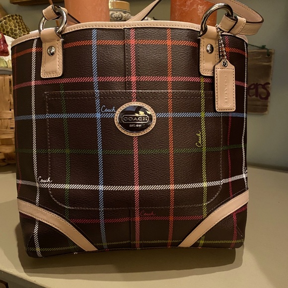 Coach | Bags | Coach Peyton Tattersall Tote Bag F24389 | Poshmark